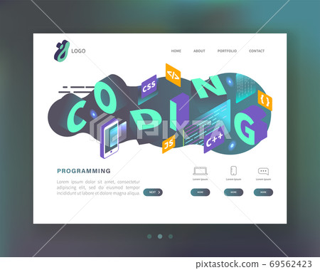 Programming, Coding Concept. Isometric Website - Stock Illustration ...