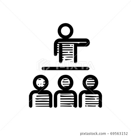 Hand Drawn Teacher and student Leadership icon... - Stock Illustration ...
