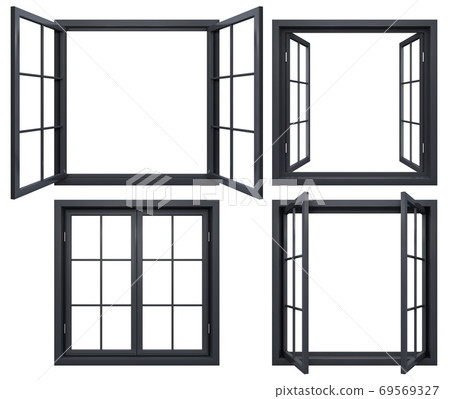 Collection of classic house square windows... - Stock Illustration ...
