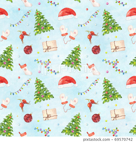 Watercolor seamless pattern with Christmas... - Stock Illustration ...