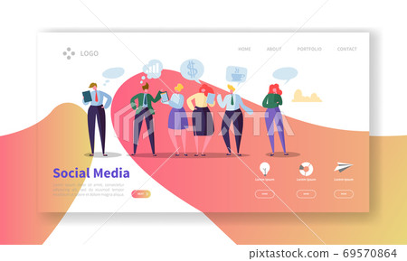 Social Media Landing Page Template. Website Layout - Stock Illustration ...