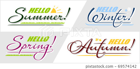 Vector set of calligraphic lettering text Hello... - Stock Illustration ...