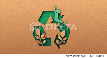 Social recycling papercut concept of recycle icon - Stock Illustration ...