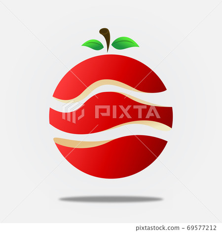 Red color fresh apple fruit slice circle isolated - Stock Illustration ...