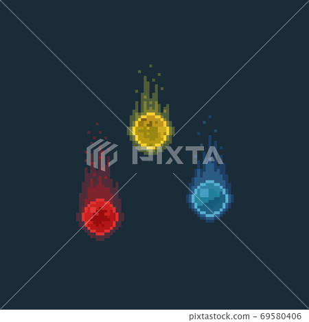 Pixel art fire spirit icon set. - Stock Illustration [69580406] - PIXTA