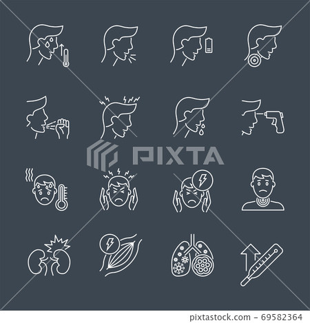 Covid virus symptoms icons set - Stock Illustration [69582364] - PIXTA