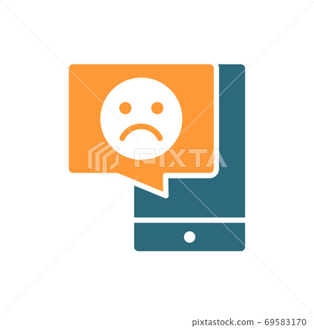 Smartphone with sad face colored icon. Client... - Stock Illustration ...