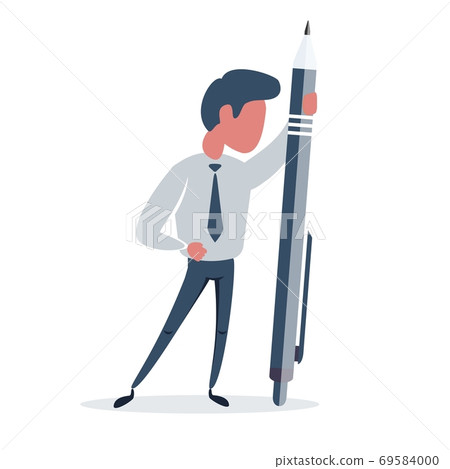 Vector cartoon illustration of Man holding a... - Stock Illustration ...