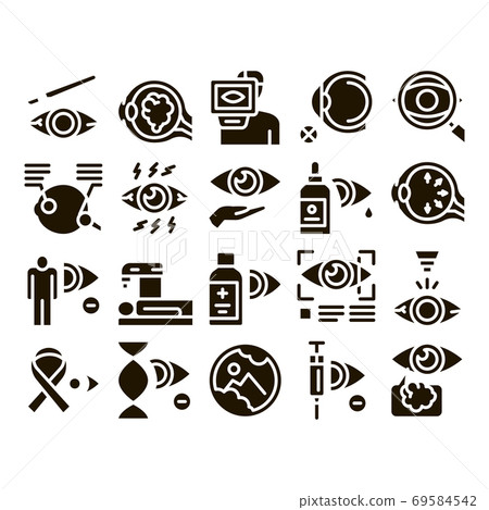Glaucoma Ophthalmology Glyph Set Vector - Stock Illustration [69584542] - PIXTA