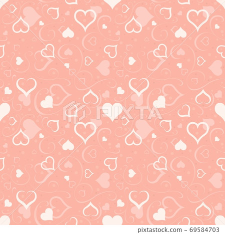 Pastel Pink Hearts Pattern - Stock Illustration [69584703] - PIXTA