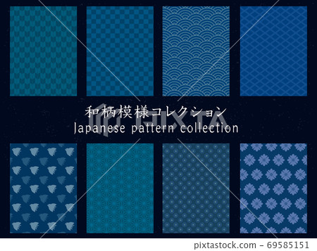 Japanese pattern seamless pattern dark blue - Stock Illustration ...