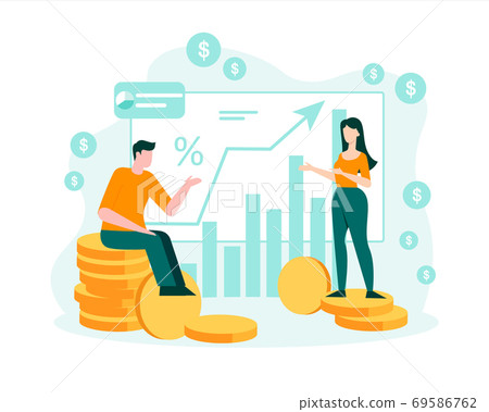 People watch stock exchange rise in stocks... - Stock Illustration ...