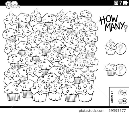 counting muffins and cupcakes educational game... - Stock Illustration ...