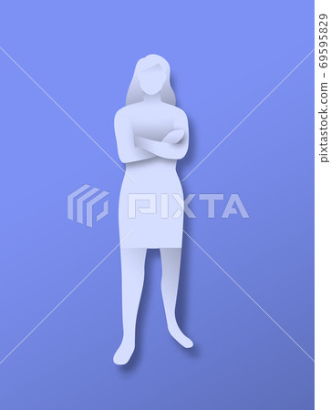 Papercut girl full body character with arm crossed - Stock Illustration ...