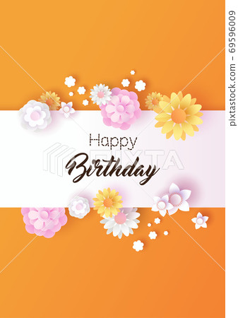 Happy birthday pink flower card for women-插圖素材 [69596009] - PIXTA圖庫