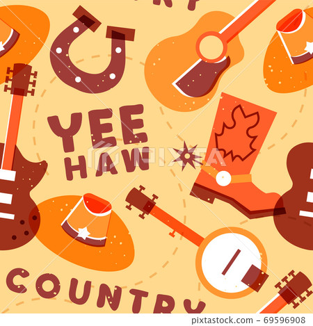 Country music seamless pattern illustration - Stock Illustration ...