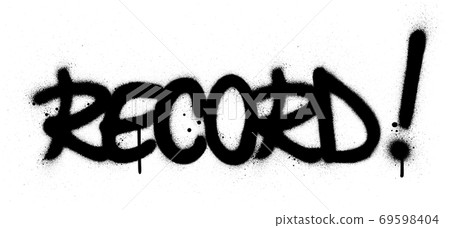 graffiti record word sprayed in black over white - Stock Illustration ...