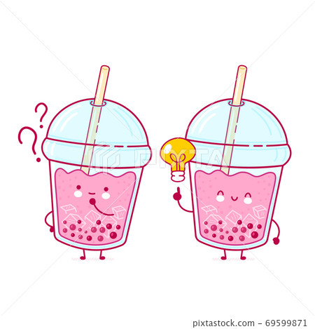 Cute happy bubble tea cup with question mark - Stock Illustration ...