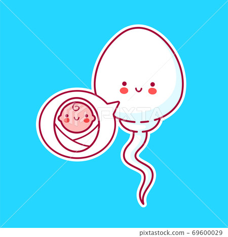 Cute happy funny sperm cell and baby -插圖素材 [69600029] - PIXTA圖庫