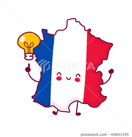 Cute happy funny France map and flag - Stock Illustration [69601595 ...