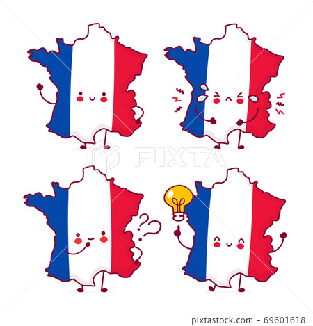 Cute happy funny France map and flag character - Stock Illustration ...