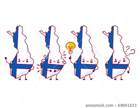 Cute happy funny Finland map and flag - Stock Illustration [69601833 ...