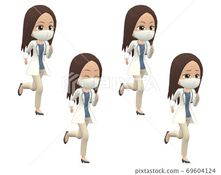 [Running] Black Female Doctor Straight Diagonal - Stock Illustration ...