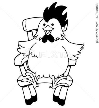 Chicken sitting on a chair - Stock Illustration [69608088] - PIXTA