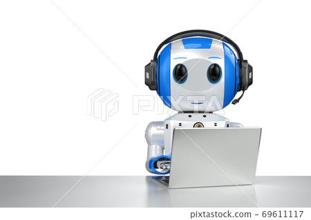 cute artificial intelligence robot with notebook - Stock Illustration ...