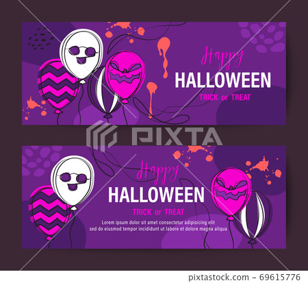 Purple Halloween holiday banner design with... - Stock Illustration ...