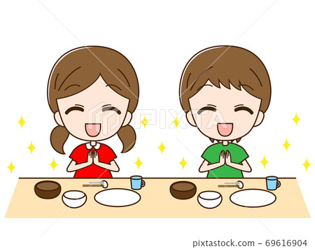 Children having a feast 3 - Stock Illustration [69616904] - PIXTA