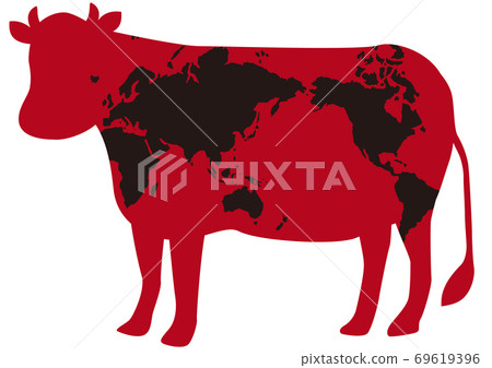 Cow and world map pattern - Stock Illustration [69619396] - PIXTA