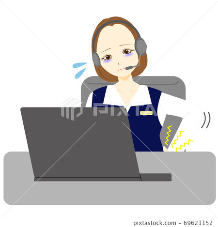 Call center operator female back pain - Stock Illustration [69621152 ...