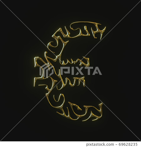 High resolution euro sign made of molded golden... - Stock Illustration ...