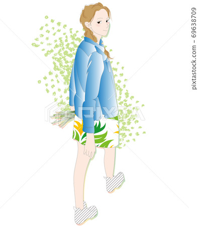A woman looking back, an illustration of a... - Stock Illustration ...