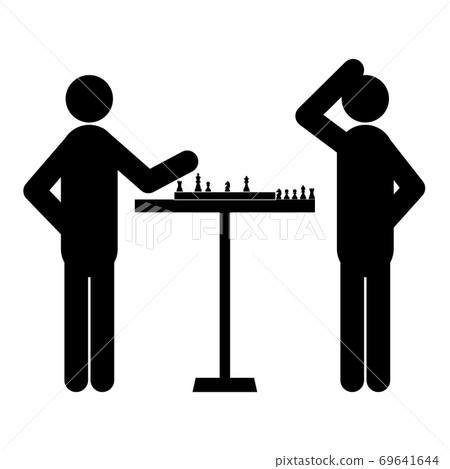 Set of stick figures. Play chess, vector... - Stock Illustration ...