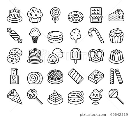 sweet and dessert outline vector icons-插圖素材 [69642319] - PIXTA圖庫