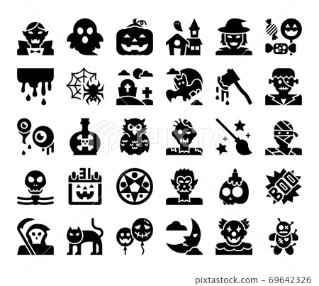 happy halloween glyph vector icons - Stock Illustration [69642326] - PIXTA