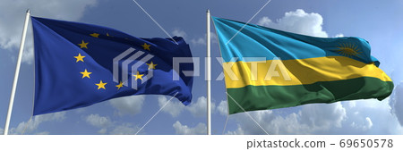 Flags of the European Union and Rwanda on... - Stock Illustration ...