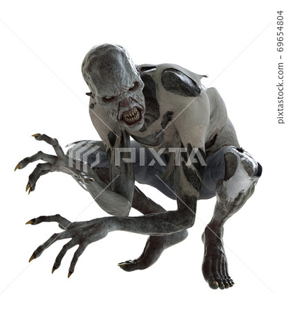 Zombie monster isolated on white 3d illustration - Stock Illustration ...