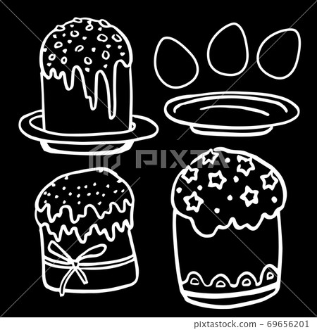 Easter sweet bread sticker set on white... - Stock Illustration ...