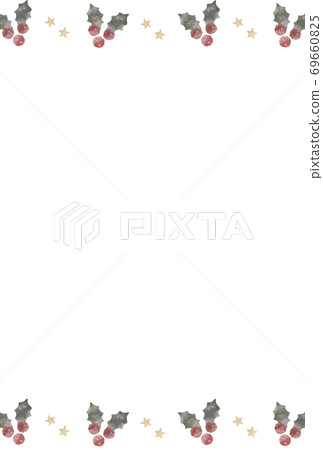 Holly and star Christmas frame - Stock Illustration [69660825] - PIXTA