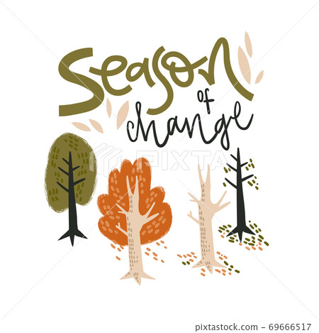Season of change. Simple illustration with hand... - Stock Illustration ...