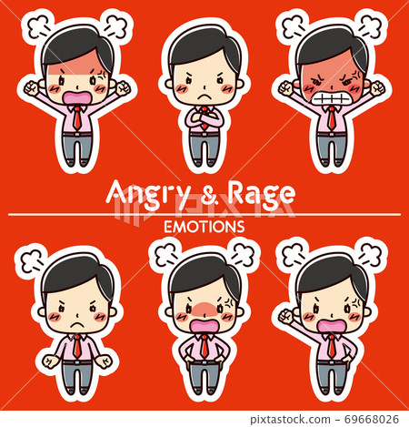 Male facial expression set / angry / angry - Stock Illustration ...