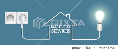 Electricity services, vector poster banner... - Stock Illustration ...