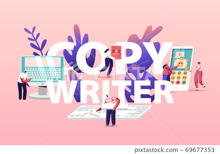 Copy Writer Work Concept. Online Journalist... - Stock Illustration ...