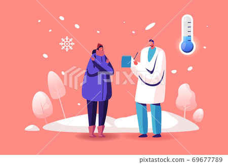 Doctor Character Writing Recipe to Sick Woman... - Stock Illustration ...