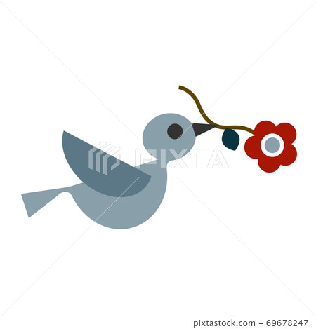 Birds carrying flowers - Stock Illustration [69678247] - PIXTA