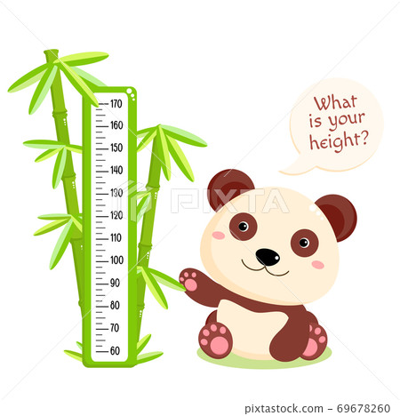 Height chart with cute baby panda and bamboo - Stock Illustration ...