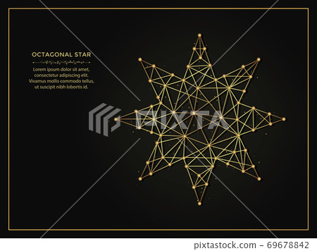 Octagonal star golden abstract illustration on... - Stock Illustration ...